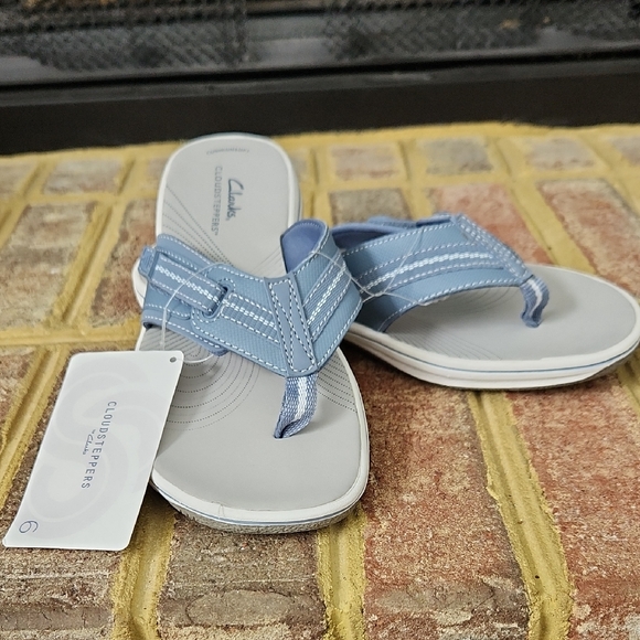 Clarks | Shoes | Clarks Light Blue And Gray Sandals | Poshmark
